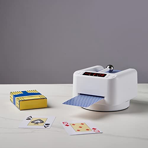 CUIYKAI Automatic Poker Card Dealer Machine Rotating-Fast Accurate and Stable Card Dealing Tool Rotating Card Dealer Machine for UNO,BJ(Blackjack),Texas Hold'em,Home Card Games (White 2nd Gen)