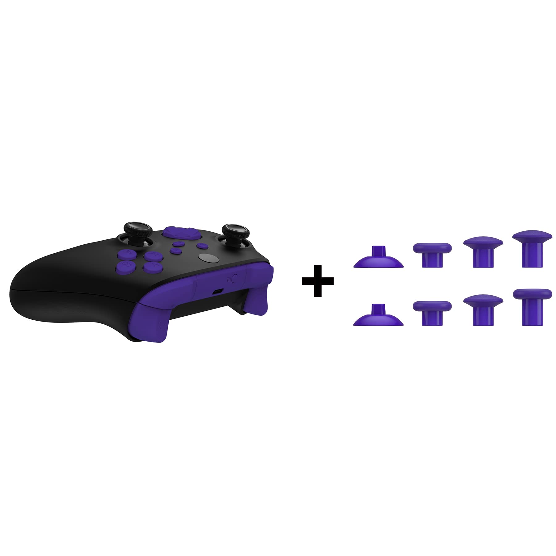 eXtremeRate Purple ThumbsGear Interchangeable Ergonomic Thumbstick + Replacement Buttons for Xbox Series S/X Controller