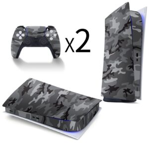 Camouflage Grey 3pcs Whole Body Decal Cover Sticker for PS5 Digital Edition for PS5 Console and Controller