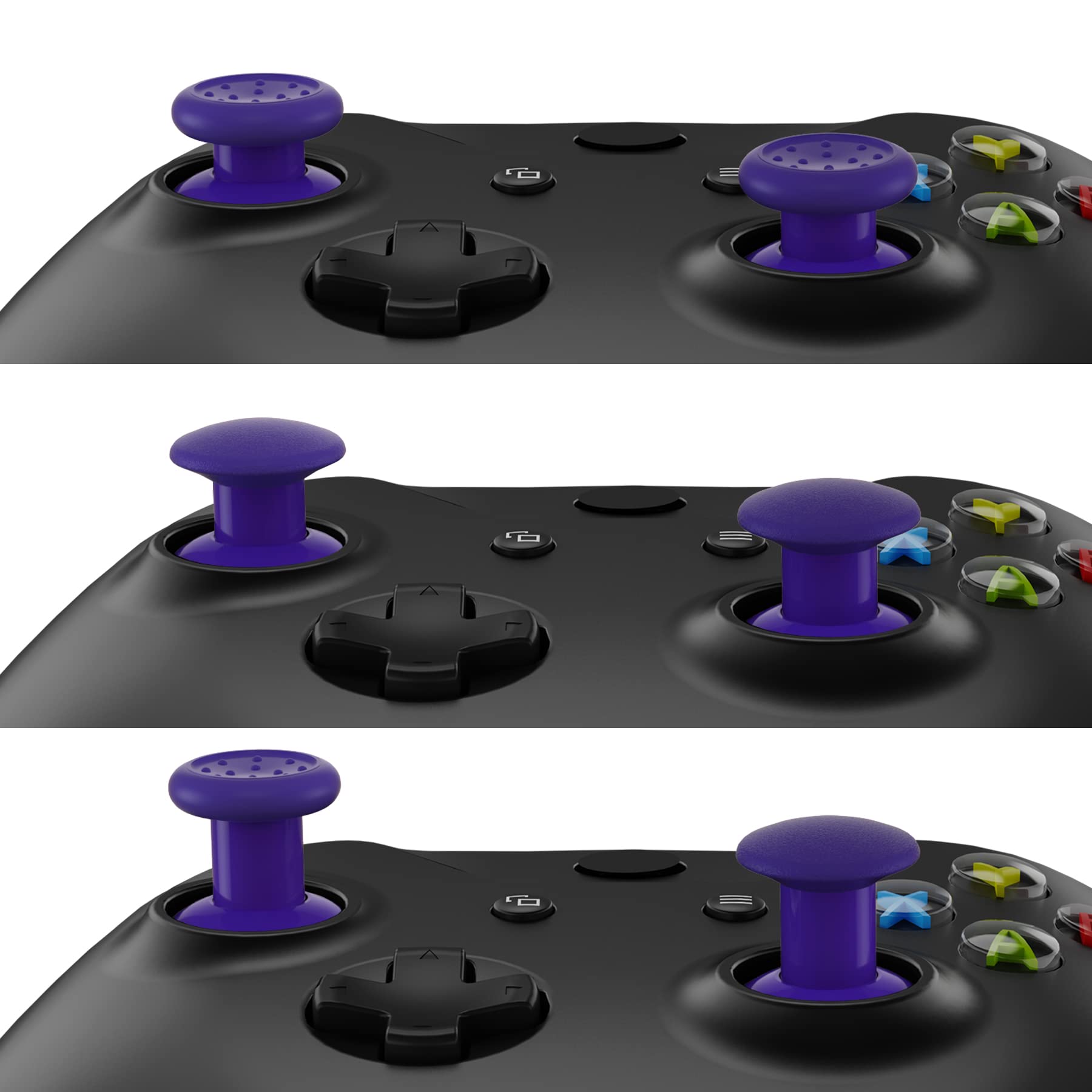 eXtremeRate Purple ThumbsGear Interchangeable Ergonomic Thumbstick + Replacement Buttons for Xbox Series S/X Controller