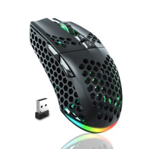 solakaka sm600 honeycomb shell gaming mouse wireless,8000 dpi tri-modes bt5.1/2.4g wireless/type-c wired gamer mouse with 2 side buttons, macro programmable and rgb light for pc/mac/laptop,black