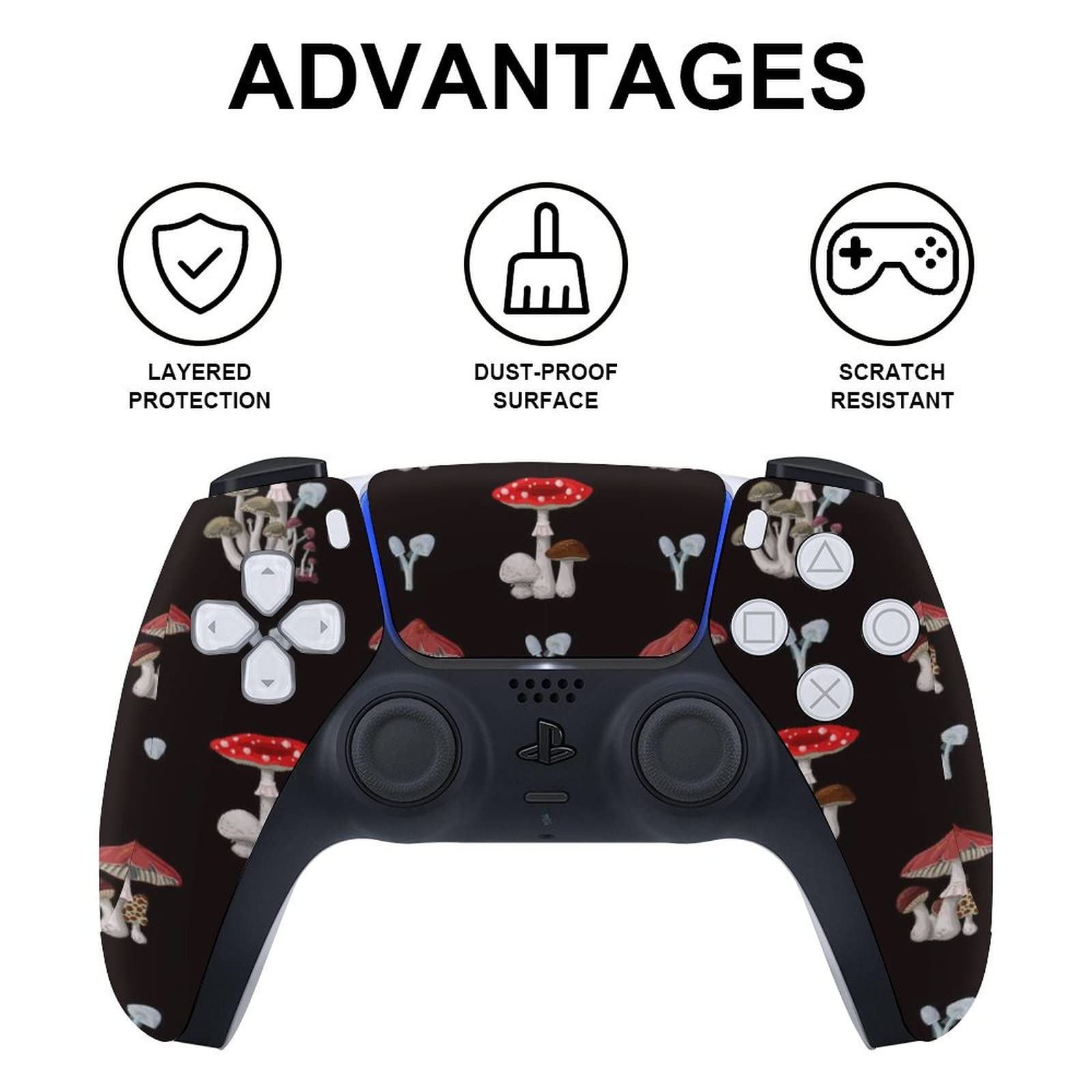 Different Mushrooms 3pcs Whole Body Decal Cover Sticker for PS5 Digital Edition for PS5 Console and Controller