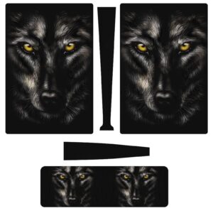 black wolf 3pcs whole body decal cover sticker for ps5 digital edition for ps5 console and controller