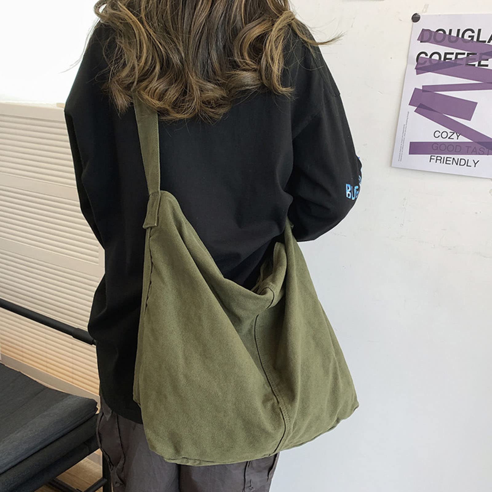 UICIOP Shoulder bag female shopper canvas handbag female large capacity messenger bag female designer handbag (green,One Size)