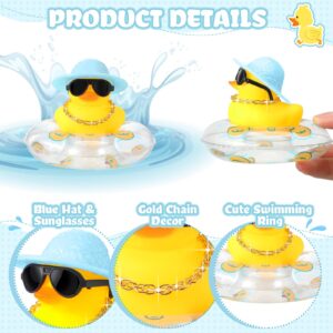 Sotiff Mini Rubber Ducks Bulk for Kids Children Cute Yellow Duck Toy for Dashboard of Car Bathtub Ornaments with Sunglasses Swim Ring Mini Hat Necklace and for Baby Shower(12 Sets,Cute)