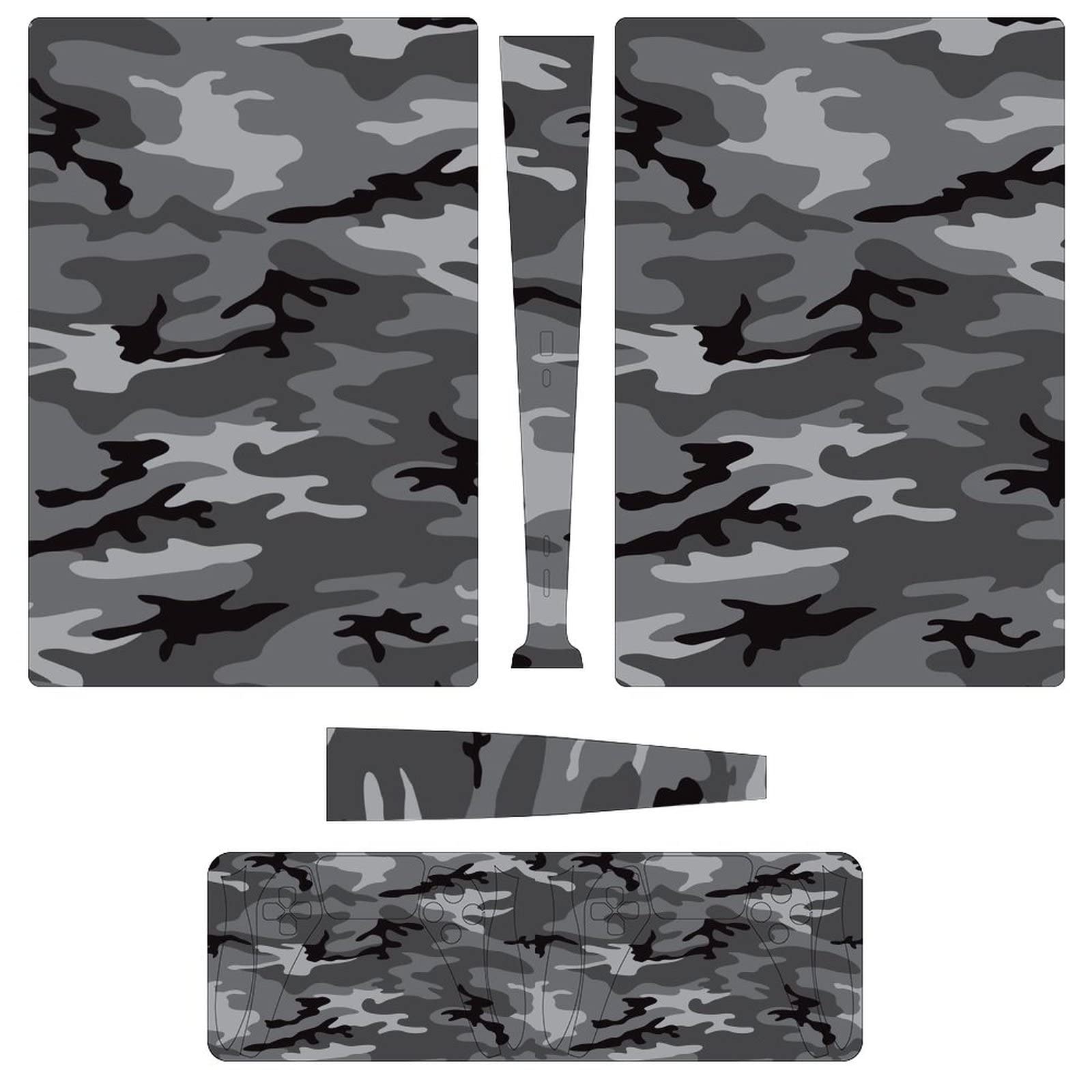 Camouflage Grey 3pcs Whole Body Decal Cover Sticker for PS5 Digital Edition for PS5 Console and Controller