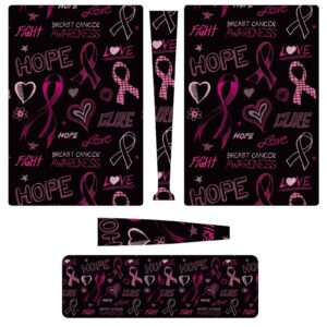 pink ribbon breast cancer awareness 3pcs whole body decal cover sticker for ps5 digital edition for ps5 console and controller