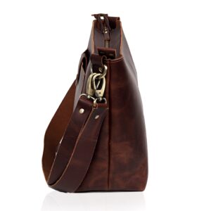 RUZIOON "IMAGINATION AT WORK." Leather Crossbody Bags for Women, leather purses and handbags, Leather Shoulder sling bag, Leather tote bag (dark brown)