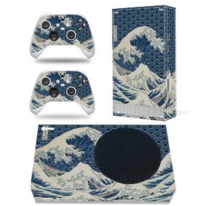 skin sticker for xbox series s console and wireless controllers, full protective vinyl decal cover wrap for xbox series s (sea blue)