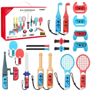 2023 switch sports accessories,12 in 1 nintendo switch sports with tennis rackets,sword grips,golf clubs,wrist dance bands & leg strap,joy-con wrist band