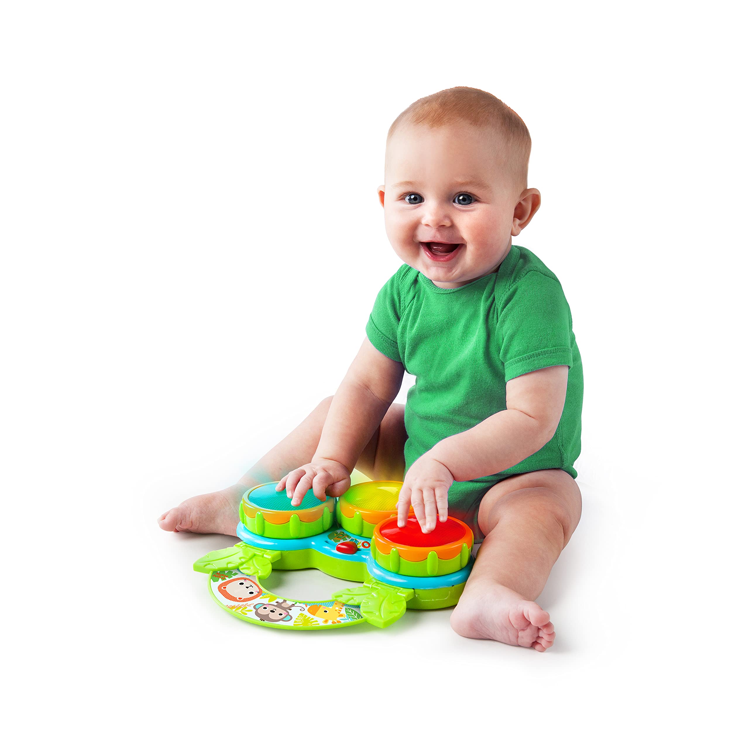 Bright Starts Safari Beats Musical Drum Toy with Lights, Ages 3 Months +, Multi (Pack of 2)