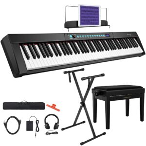 starfavor 88 key portable digital keyboard piano with piano bench adjustable