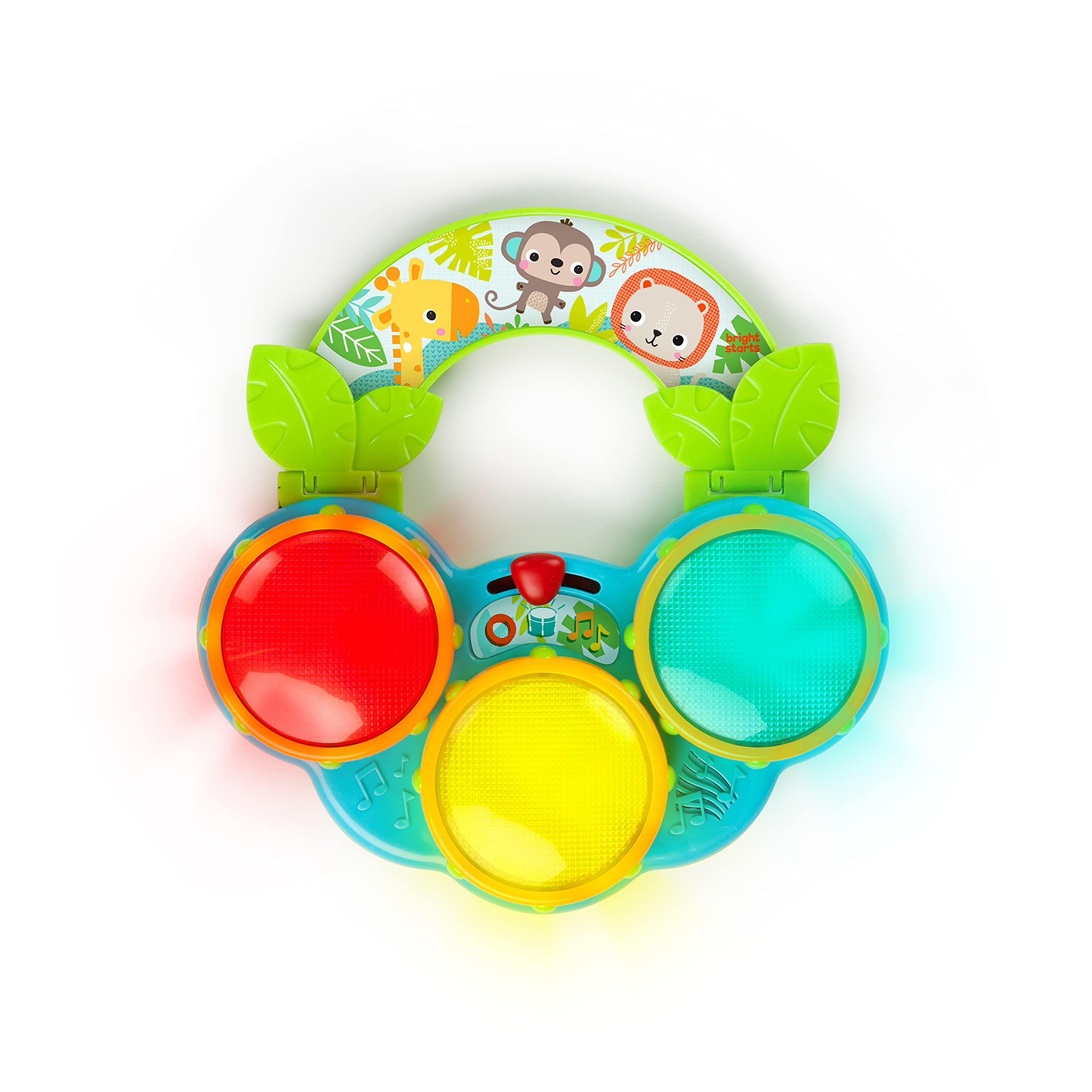 Bright Starts Safari Beats Musical Drum Toy with Lights, Ages 3 Months +, Multi (Pack of 2)