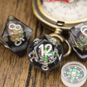 Cusdie DND Dice Set Filled with Compass Polyhedral Dice Sets for Dungeons and Dragons Playing DND Dice