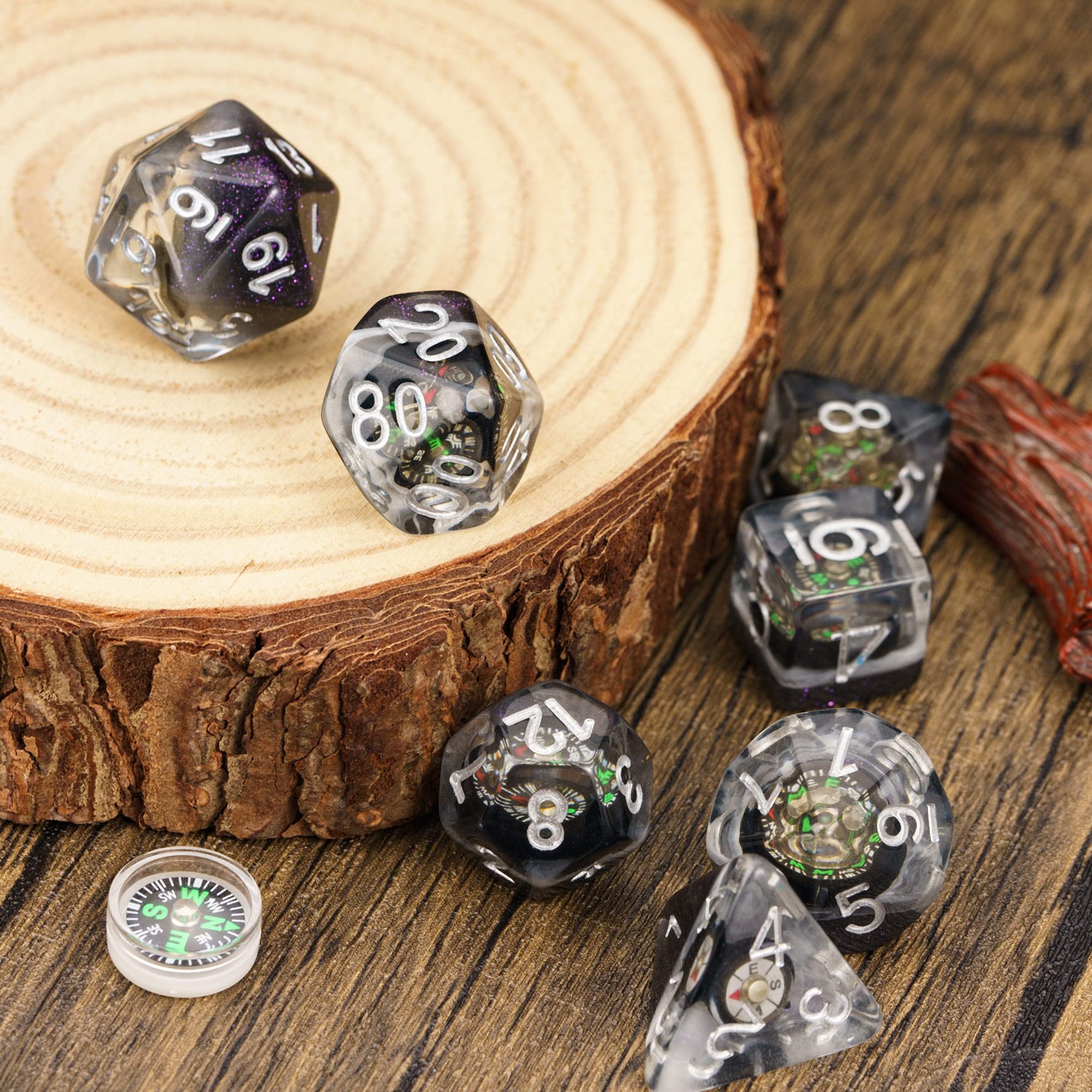 Cusdie DND Dice Set Filled with Compass Polyhedral Dice Sets for Dungeons and Dragons Playing DND Dice