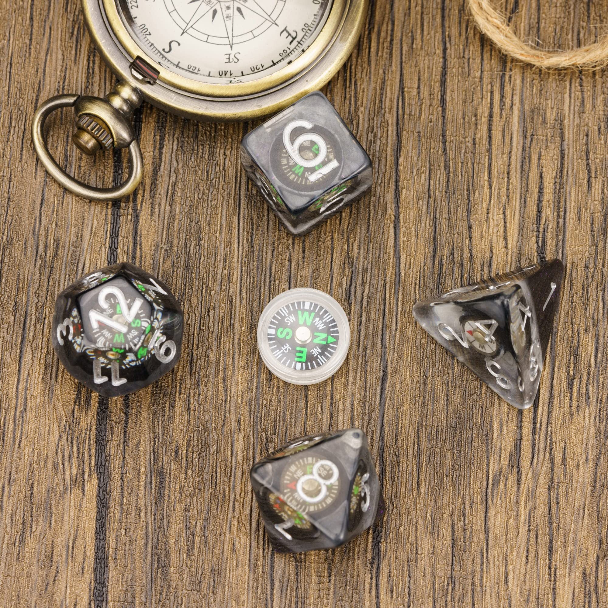 Cusdie DND Dice Set Filled with Compass Polyhedral Dice Sets for Dungeons and Dragons Playing DND Dice