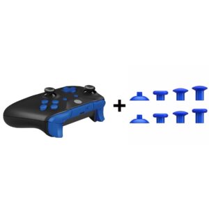 extremerate blue thumbsgear interchangeable ergonomic thumbstick + replacement buttons for xbox one s, xbox one x controller