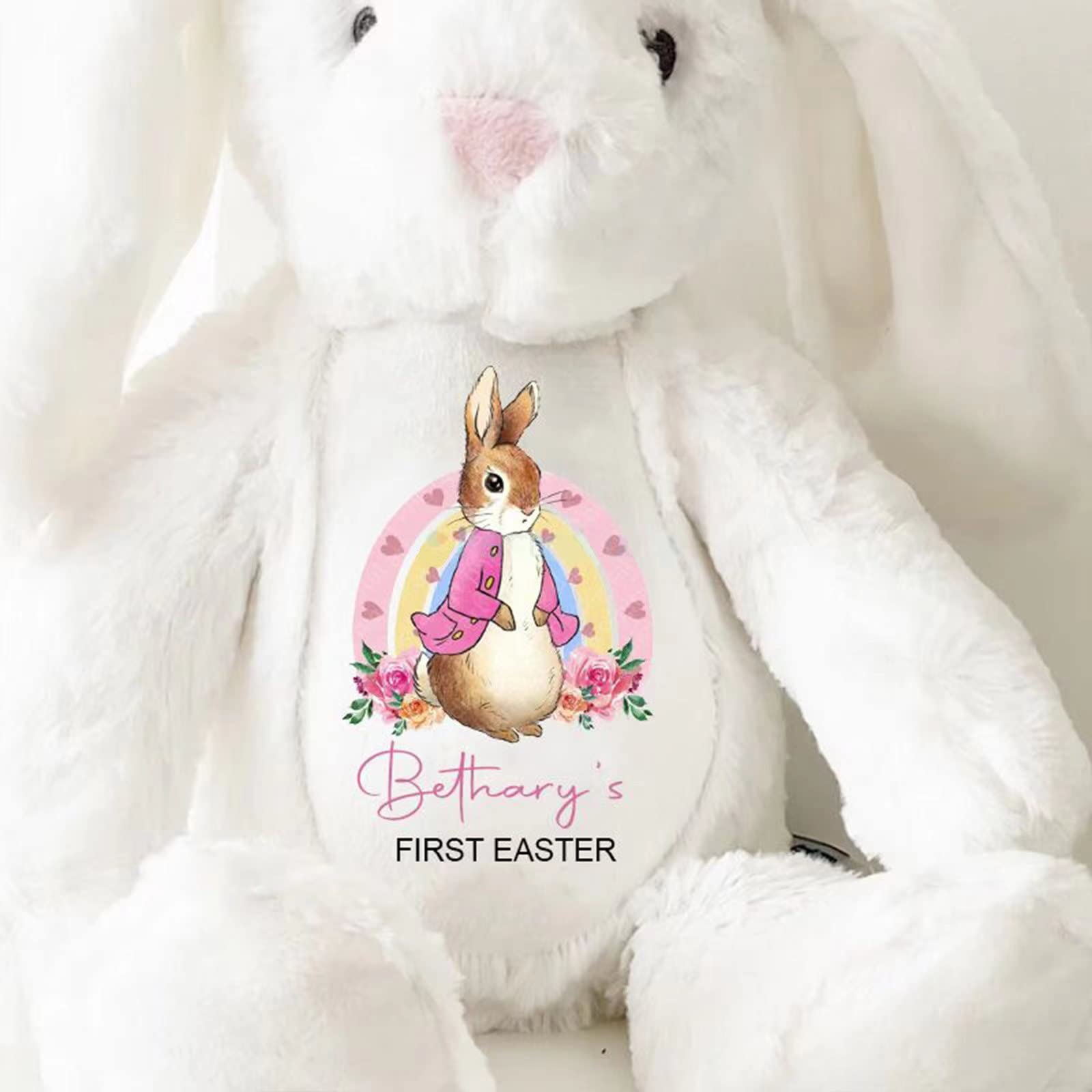 KAKU HOME Personalised My First Easter Gift Bunny with Name，The Plush Rabbit That Accompanies The Child