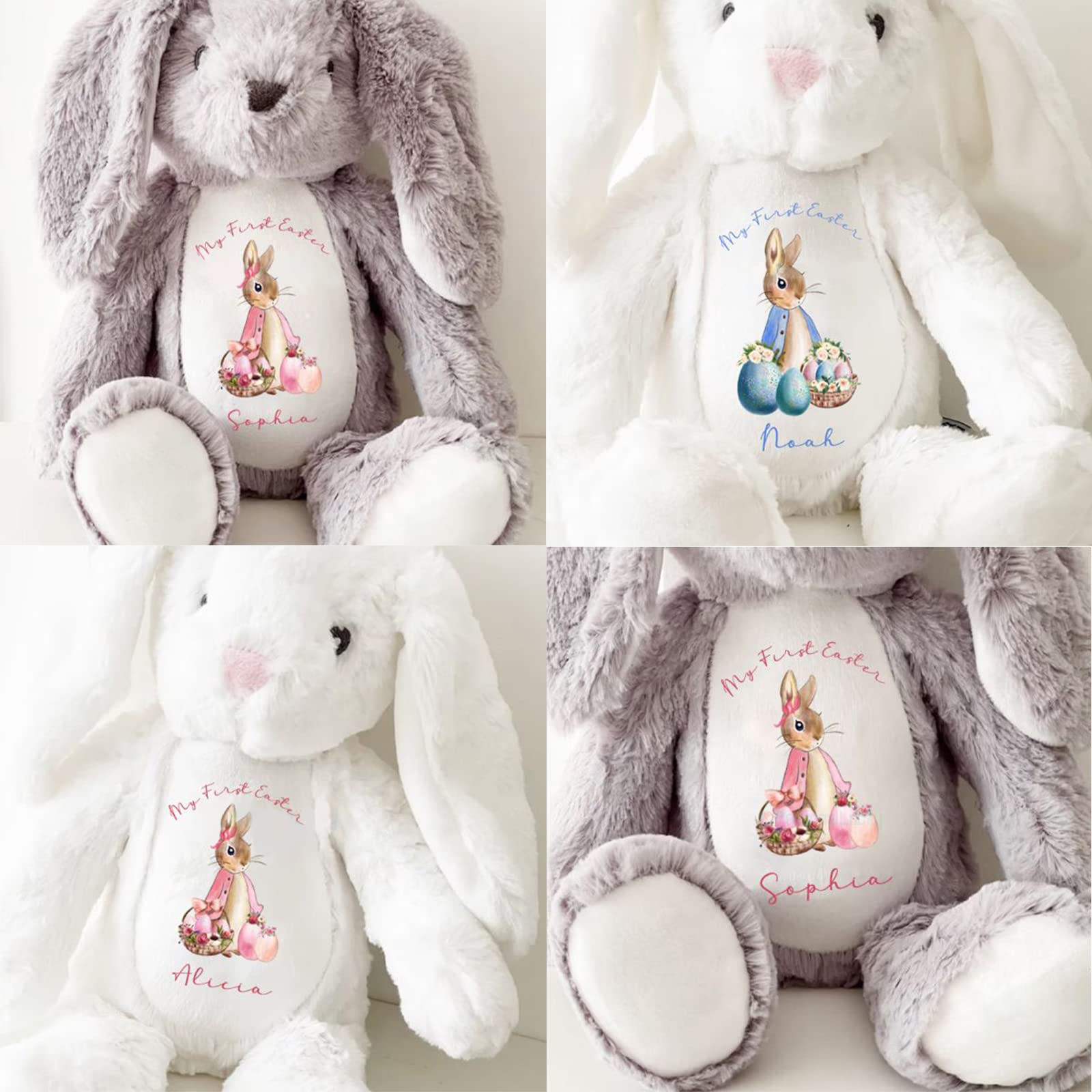 KAKU HOME Personalised My First Easter Gift Bunny with Name，The Plush Rabbit That Accompanies The Child