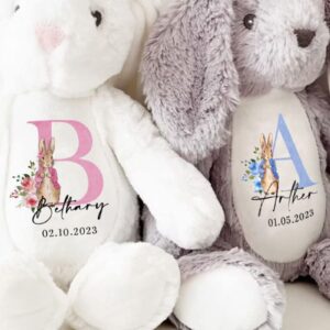 KAKU HOME Personalised My First Easter Gift Bunny with Name，The Plush Rabbit That Accompanies The Child