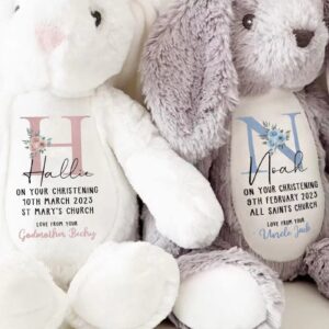 KAKU HOME Personalised My First Easter Gift Bunny with Name，The Plush Rabbit That Accompanies The Child