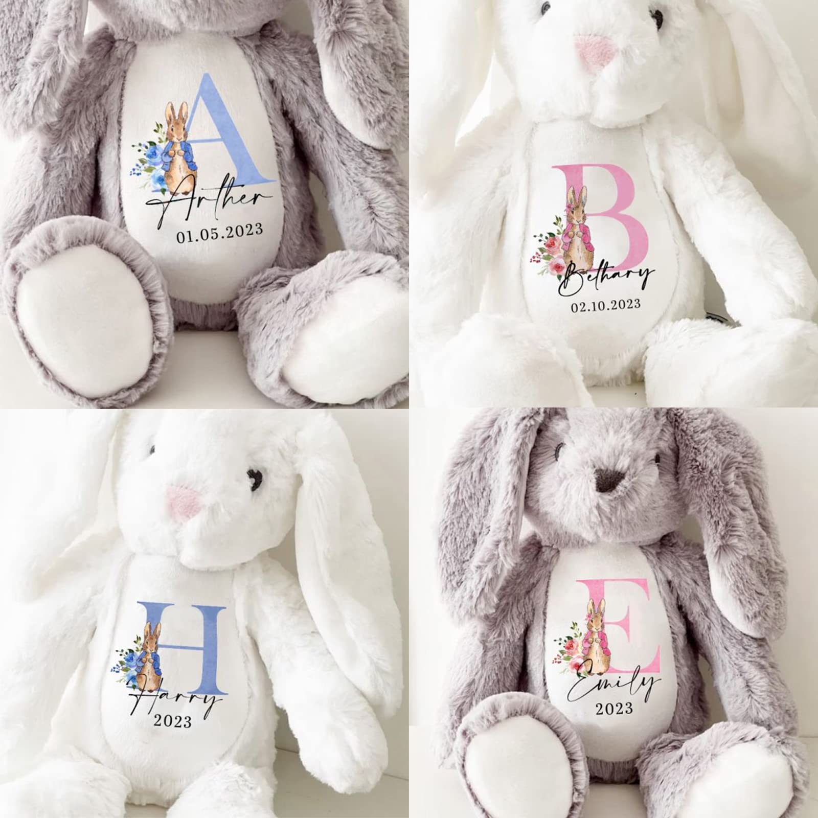 KAKU HOME Personalised My First Easter Gift Bunny with Name，The Plush Rabbit That Accompanies The Child