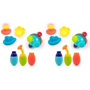 sassy light up buoy, boats, shower ball & ez squeezies bath toys 7piece set - ages 6+ months (pack of 2)