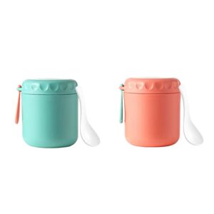 syuanmuer 2pcs insulated food soup jar, leak proof stainless steel soup thermos lunch box with spoon, 430ml portable thermos for school work picnic.