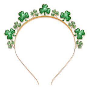 cealxheny st. patrick's day headbands, glitter rhinestone shamrock headbands lucky irish hairbands st patrick's day accessories party favors gifts (shamrock)