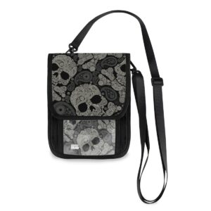 alaza skull paisely small crossbody bags travel wallet purse passport holder mini cell phone bag for women