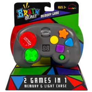 brain blast - memory & light chase 2 games in 1. exciting & unique electronic handheld game for kids ages 3+. challenge yourself to repeat the patterns & advance to higher levels!