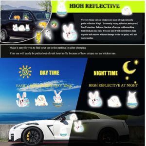 4 Pcs Reflective Bunny Car Scratch Stickers Window Clings Easter Car Decoration Stickers -Vesvory Cute Eggs Bunny Window Clings Refrigerator Stickers Easter Decoration Accessories