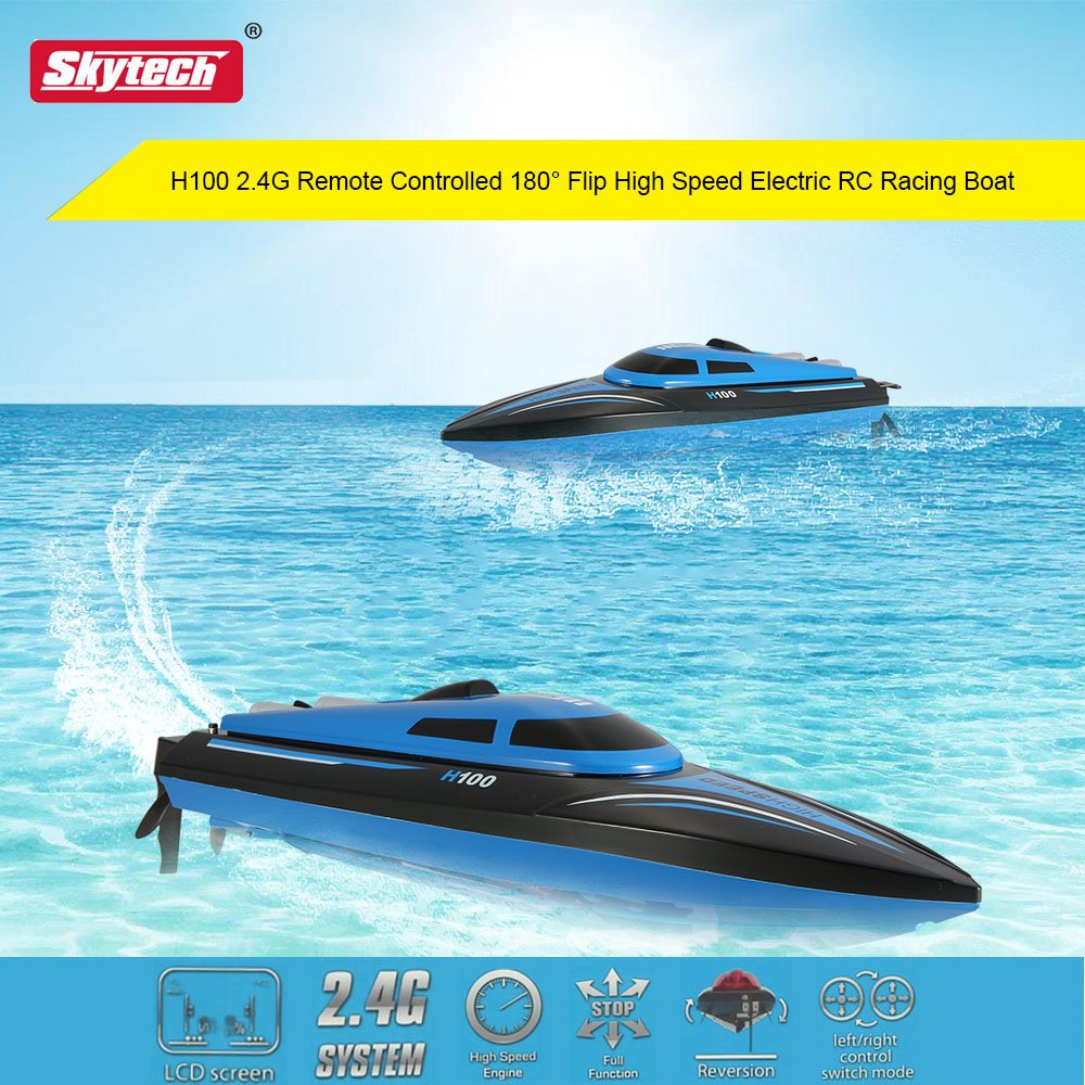 SSBHDM RC Ship Water Toy Racing Boat H100 RC Boat 2.4G 4CH Radio-Controlled Boat 180 Degree Flip 20KM/H High Speed Racing Boat Outdoor Toys for Kids Boy Girl Gift Toy