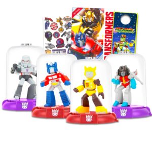 transformers toys mini figurines set - 4 pk bundle with transformers action figures with transformers rescue bots stickers | transformers easter basket fillers, party favors