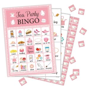 zodvery tea party bingo cards, tea party activities bingo game, school party, birthday, bridal shower, garden tea party, family activities party, group activity - 24 players/08chahui