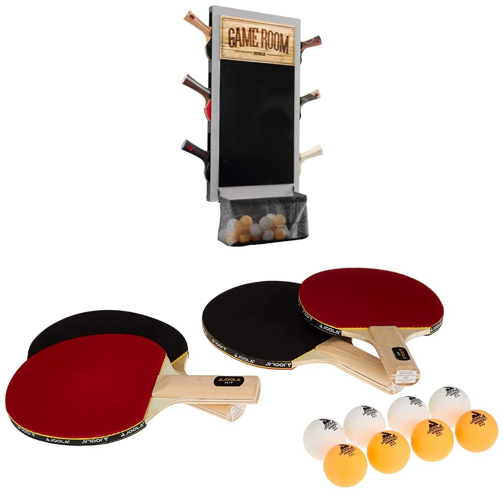 JOOLA Game Room Organizer and Dart Scoreboard + JOOLA All-in-One Indoor Table Tennis Hit Set