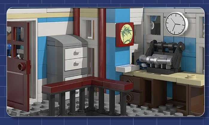 General Jim's City Police Station with Donut Shop Modular Building Blocks Set | MOC Building Set Compatible Bricks with Lego City Sets and Other Major Brands