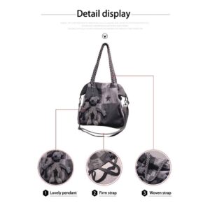 Large capacity women's canvas bag Women's shoulder bag Simple retro messenger bag with cute accessories (Mesh cloth)