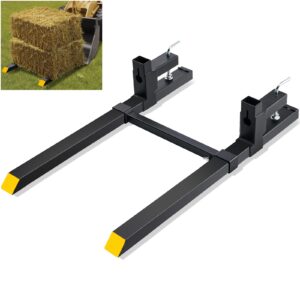 vevor pallet forks, 2000 lbs clamp on pallet forks 43" total length, tractor bucket forks with adjustable stabilizer bar, heavy duty pallet forks for tractor attachments, skid steer, loader bucket