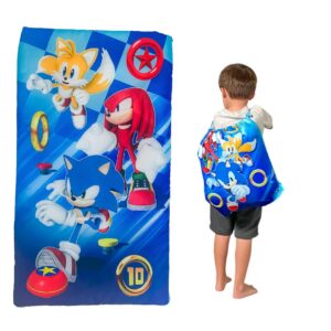 sonic the hedgehog anime kids soft lightweight 2 piece sleeping/slumber bag and sling bag set, 46"(l) x 26"(w), (official licensed sega product) by franco