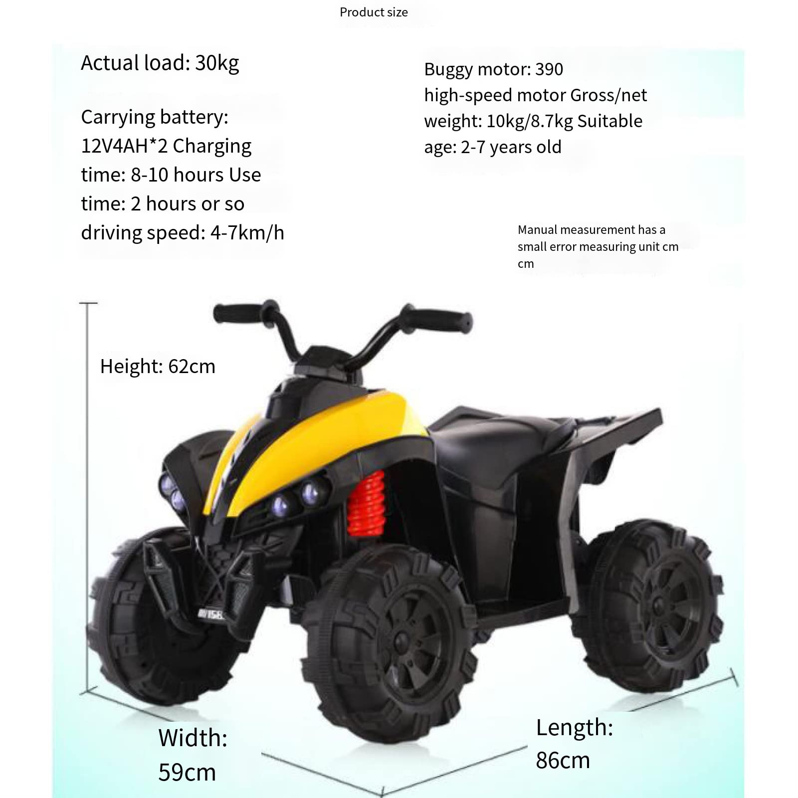 12V Electric Cars for Kids,with Metal Spring Suspensions Kids Electric Car,Soft Braking, Music,LED Lights 4 Wheeler Ride On ATV for Kids Electric Cars，for Boys Girls 4 Wheeler Power Wheels for Kids