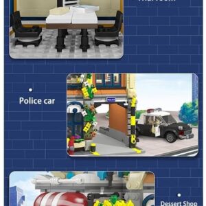 General Jim's City Police Station with Donut Shop Modular Building Blocks Set | MOC Building Set Compatible Bricks with Lego City Sets and Other Major Brands