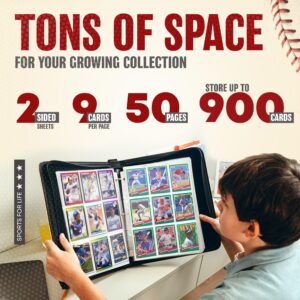 Baseball Card Binder with 900 Pockets, The Ultimate Baseball Card Holder Includes 50 Page Storage Sleeves to Organize and Protect Your Sports Cards Like a Pro