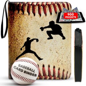 baseball card binder with 900 pockets, the ultimate baseball card holder includes 50 page storage sleeves to organize and protect your sports cards like a pro