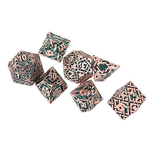 DAUERHAFT Tabletop Dice Set, Exquisite Board Game Polyhedral Dice Game Props Portable Large Number 7pcs for Party for Adults(Green)