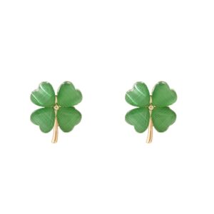 alovesoul four leaf clover earrings sterling silver stud earrings for women st patricks day party accessories decorations