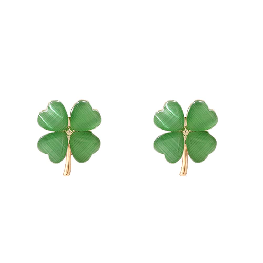 ALoveSoul Four Leaf Clover Earrings Sterling Silver Stud Earrings for Women St Patricks Day Party Accessories Decorations