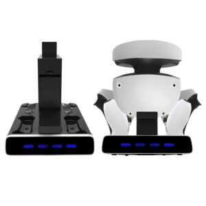 zahotse vr2 charging & storage stand for playstation vr2 controller,ps vr2 / ps5 charger with cd storage rack headphone mount（playstation vr2 / ps5，black） fc-pvr2-003