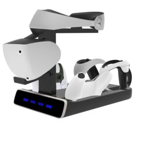 ZahoTse VR2 Charging & Storage Stand for Playstation VR2 Controller,PS VR2 / PS5 Charger with CD Storage Rack Headphone Mount（Playstation VR2 / PS5，Black） FC-PVR2-003