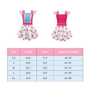 Garperkids Girls Bo Peep Costume for Kids Flutter Sleeve Princess Polka Dot Dress Summer Square Neck Flounce Hem Casual Dress Party Dress Up Children Outfits